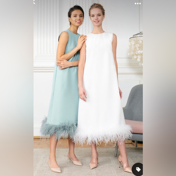 Dresses | Yulia Prokhorova White Feather Trim Dress One Size | Poshmark